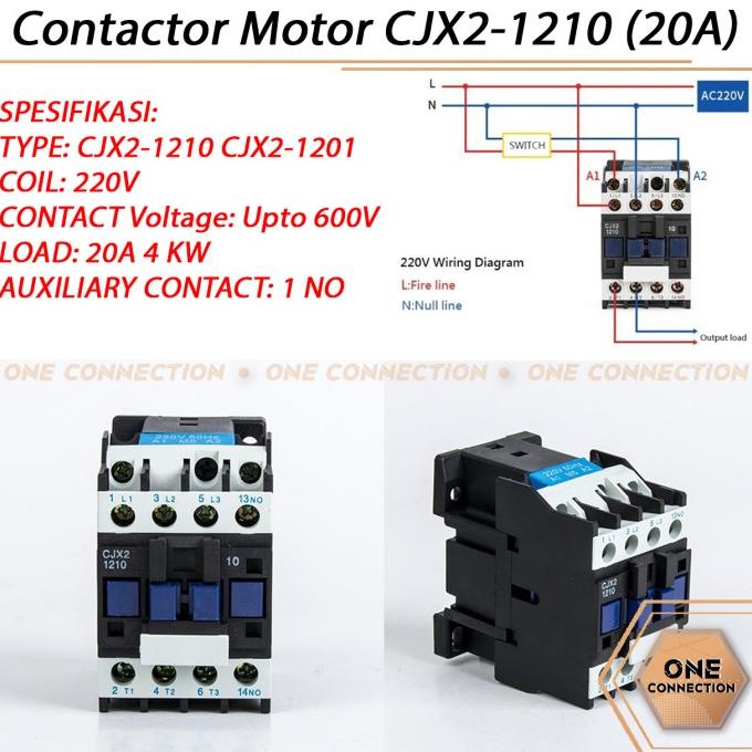 Jual Contactor /Kontaktor Motor CJX2-1210 Coil 220V LC1D 1NO upto 660V ...