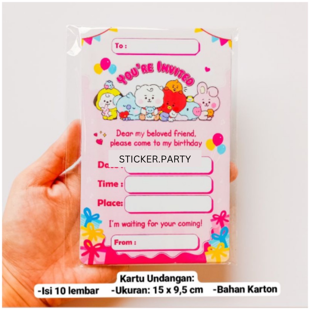 Jual KARTU UNDANGAN ULTAH BT21 BTS ISI 10 INVITATION CARD ULANG TAHUN ...
