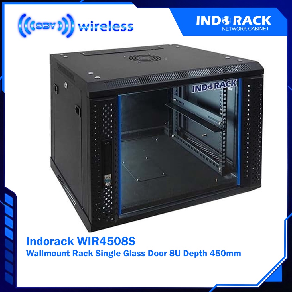 Jual Indorack WIR4508S - Wallmount Rack Single Glass Door 8U Depth ...