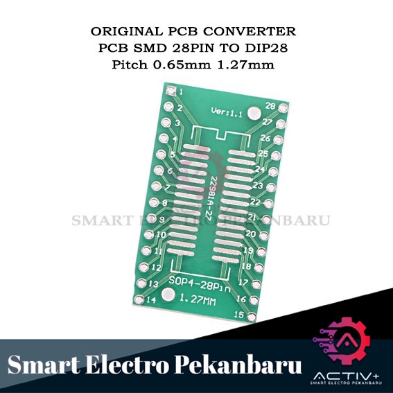 Jual ORIGINAL PCB SMD 28PIN TO DIP 28PIN SOP28 PIN Pitch 0.65mm 1.27mm ADAPTER KONVERTER IC 28P ...