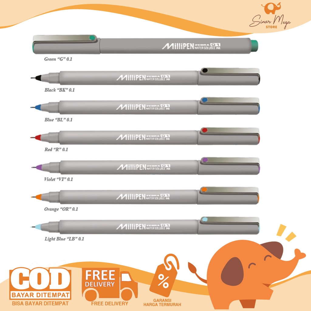 Jual Zebra MILLIPEN Color Pulpen 0.1 Milipen murah | Shopee Indonesia