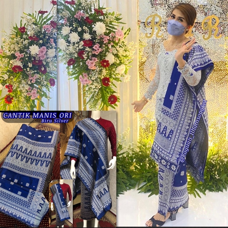 Jual SONGKET CANTIK MANIS ORI Biru silver / Songket Tenun Palembang ...