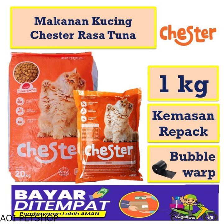 Jual Makanan kucing Chester Tuna Cat food Repack 1kg - Tuna - cester ...