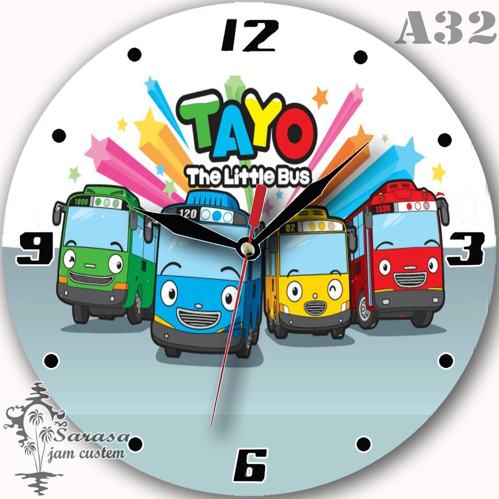 Jual JAM DINDING CUSTOM KARTUN MOBIL HEY TAYO A32 | Shopee Indonesia