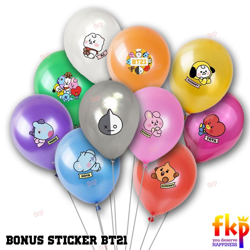 Jual FUN KIDS PARTY Balon BT21 / Balon Latex Karakter Sticker Kartun ...