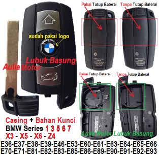 Jual casing rumah kunci key remote alarm + logo bmw 5 Series 1 3 5 6 7 X3 X5 X6 Z4 e36 e37 e38 ...