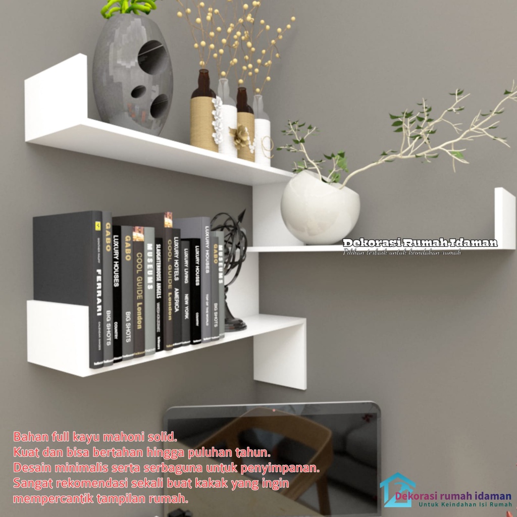 Jual Rak Dinding Kayu Minimalis Ambalan Tempel Gantung Buku Kamar Susun ...