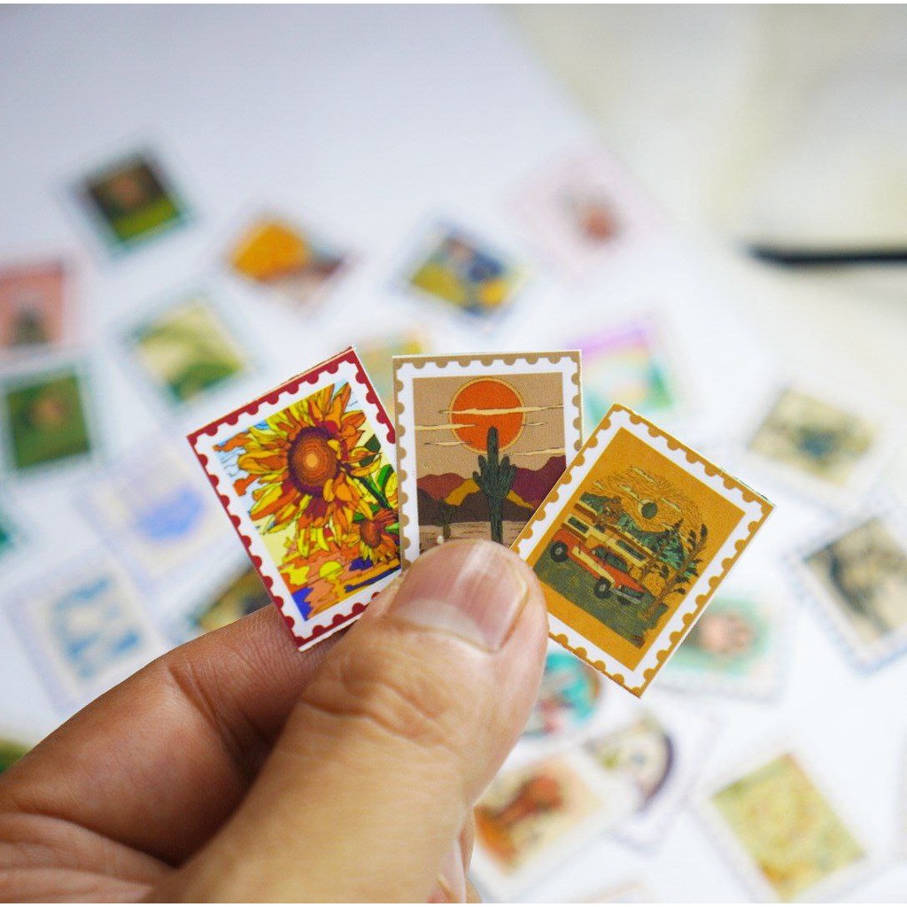Jual 002 perangko stiker vintage aesthetik mini lucu / bisa untuk ...
