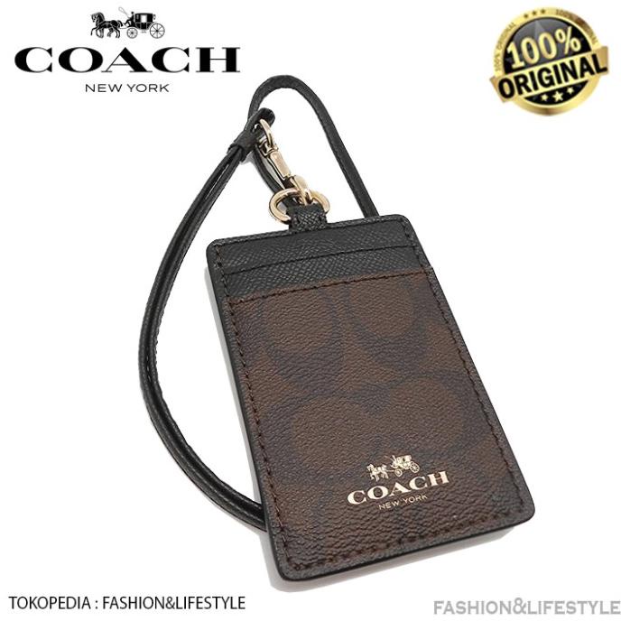 Jual HARGA DISKON Coach Id Lanyard In Signature Canvas Mahogany Black ...