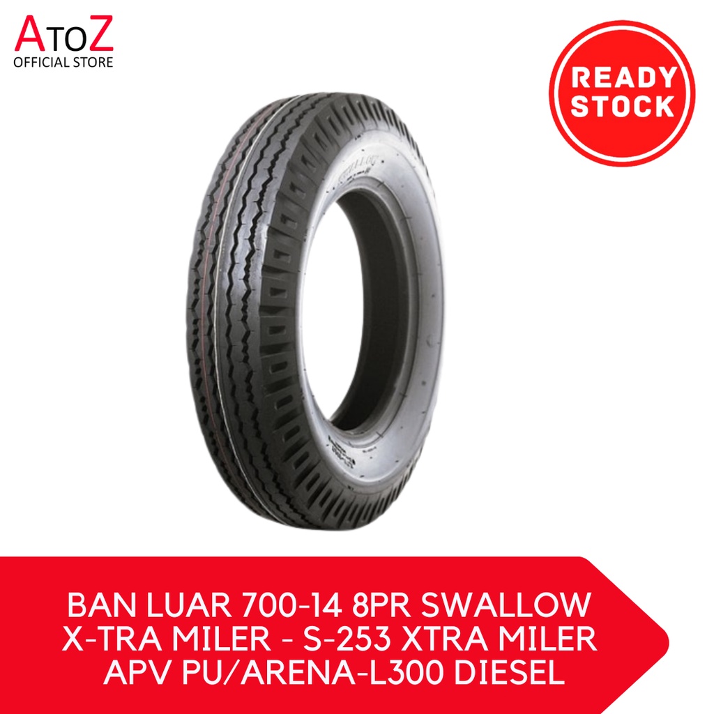 Jual BAN LUAR 700-14 8PR SWALLOW X-TRA MILER - S-253 XTRA MILER APV PU/ARENA-L300 DIESEL ...