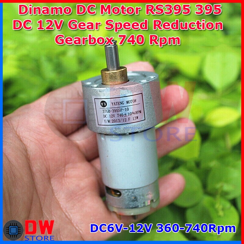 Jual Dinamo DC Motor RS395 395 Speed Reduction Gearbox Gear 12V 6V-12V ...