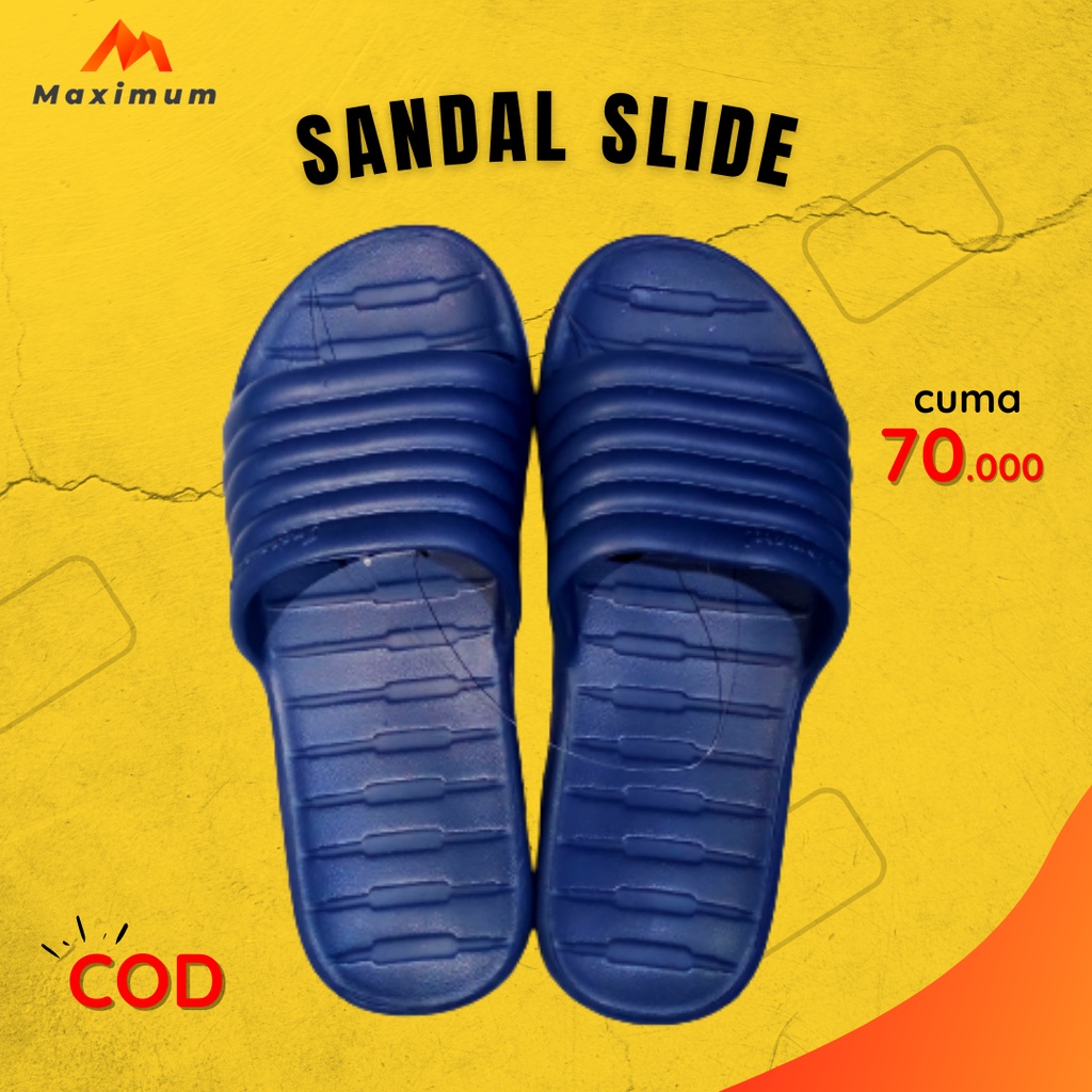 Jual Sandal Slide Karet Polos Pria Casual/Sendal Slop Indomaret/Sandal ...