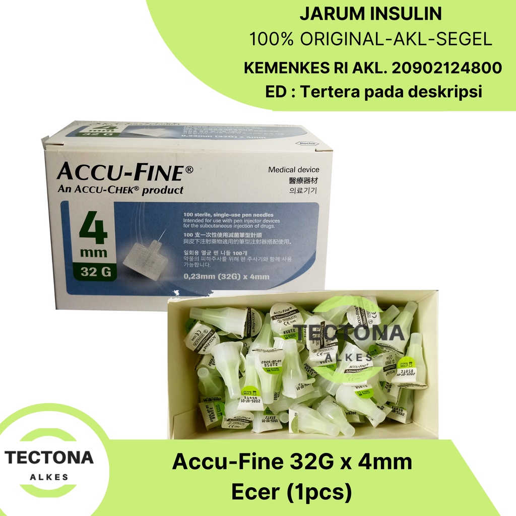 Jual Jarum Insulin - AccuFine pen needle 32Gx4mm by Accu Chek (ECER ...