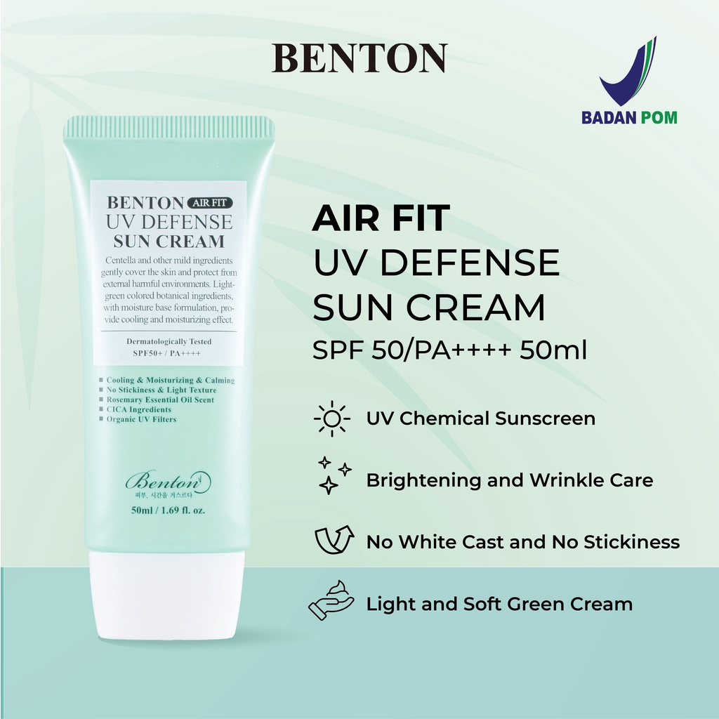 Jual Benton Air Fit UV Defense Sun Cream 50ml (SPF 50 PA++++) | Shopee ...