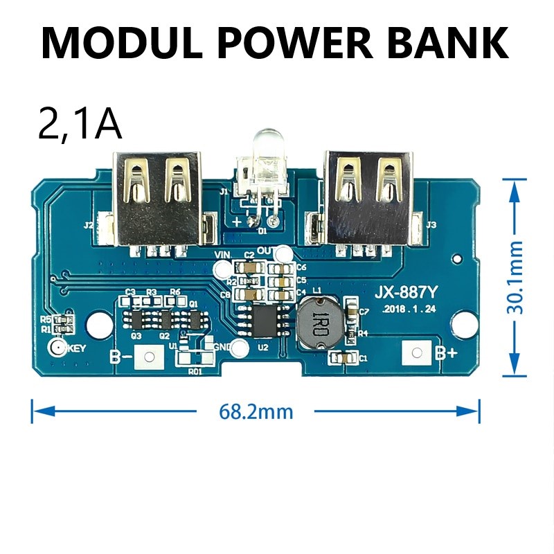 Jual Modul powerbank 2 slot usb multi charging with led stepup and ...