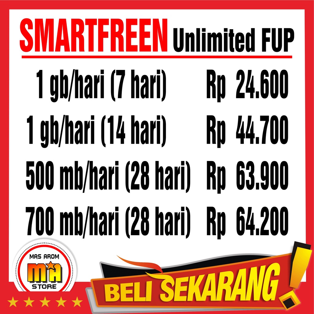 Jual Smartfreen Paket Data Kuota Inject Unlimited Internet Harian FUP Proses Cepat | Shopee ...