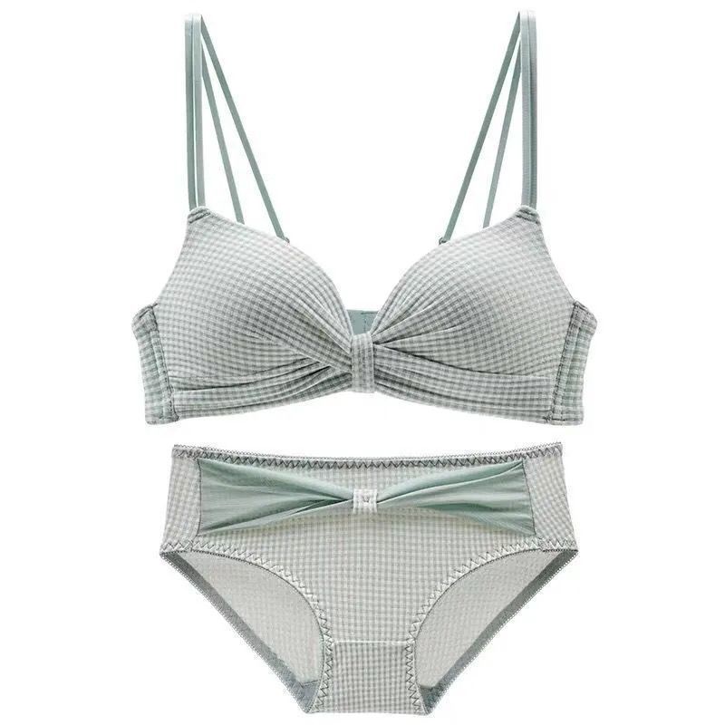 Jual HOHO_HWANG (B-129) bra set Cute small thin chest bra sexy halfcup ...