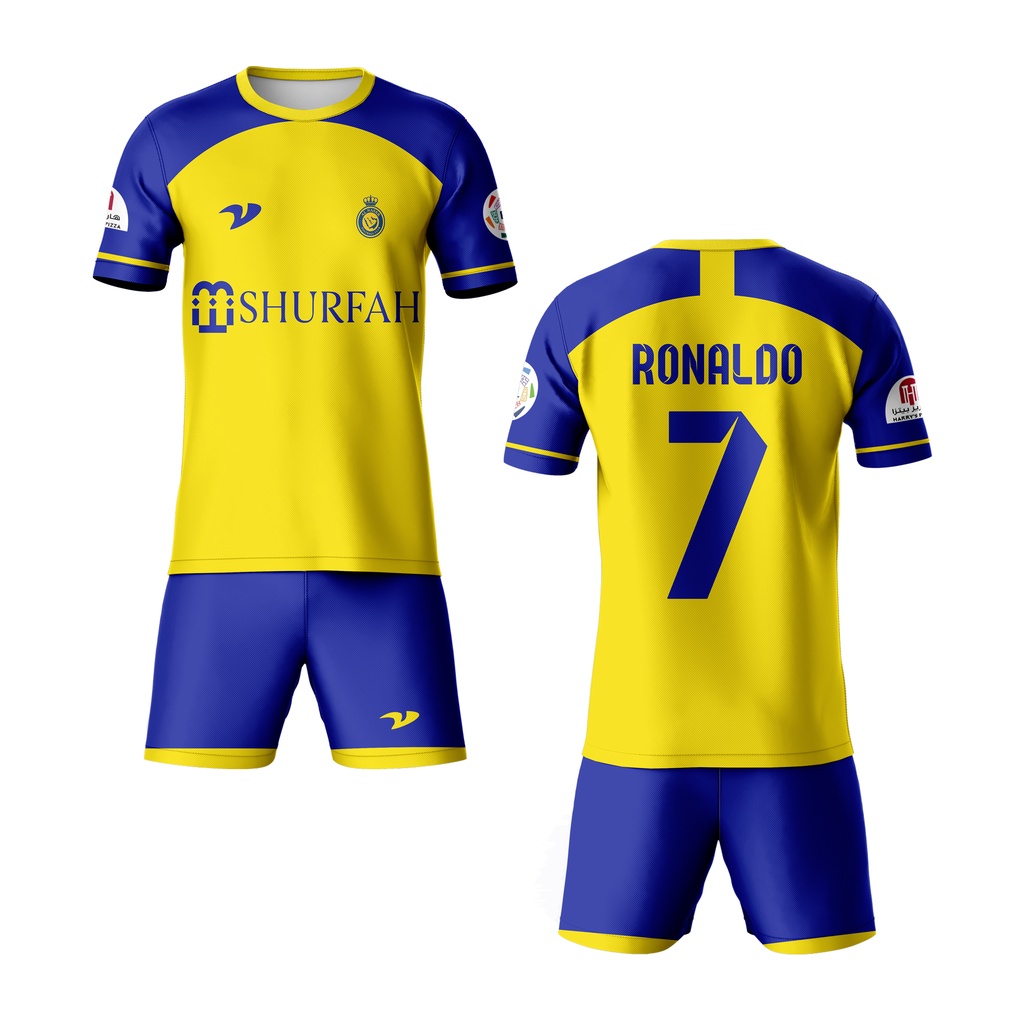 Jual Jersey Bola Al Nassr Home 2023 Ronaldo 7 Pria Wanita Custom Full