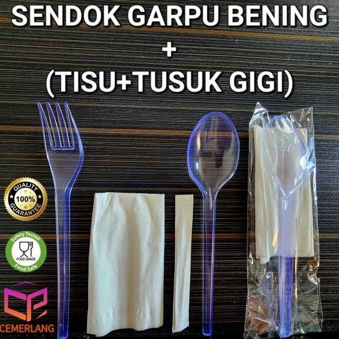 Jual Sendok Garpu Bening Tissue Tisu Tusuk Gigi Set Premium Steril ...