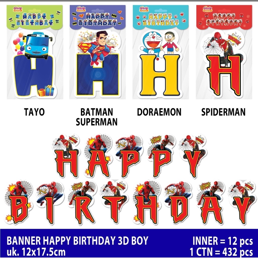Jual banner hbd laki 2 / boy satuan bendera atau bentuk | Shopee Indonesia