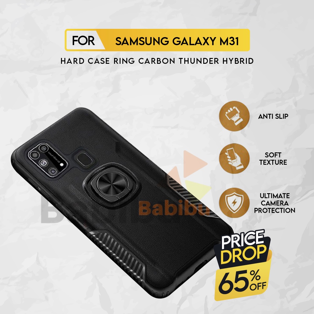 Jual Hard Case Samsung Galaxy M31 Casing Ring Carbon THUNDER Hybrid ...