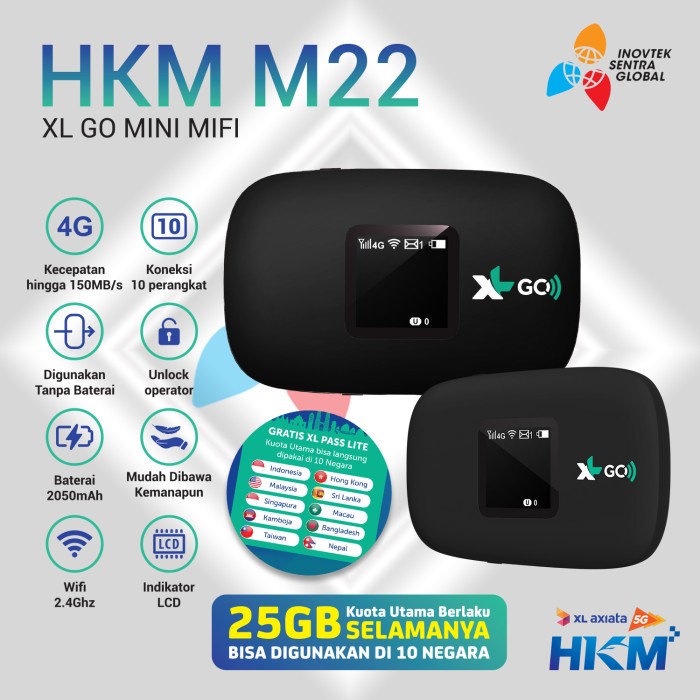 Jual Produk Terbaru Hkm M22 Modem Mifi Wifi Xl Go Izi 4G Lte Bypass ...