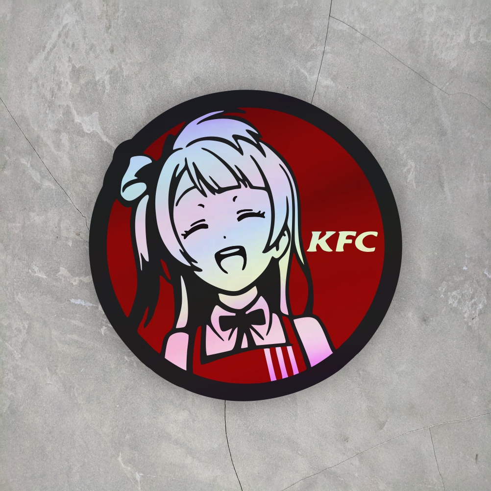 Jual Sticker Anime Hologram Logo KF*C Sticker case hp & laptop ukuran 5 ...