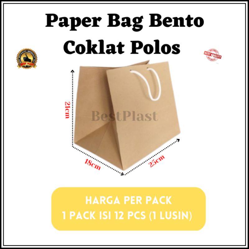 Jual Paper Bag Tas Kertas Coklat Polos Box Bento/Paper Bag Bento/tas ...