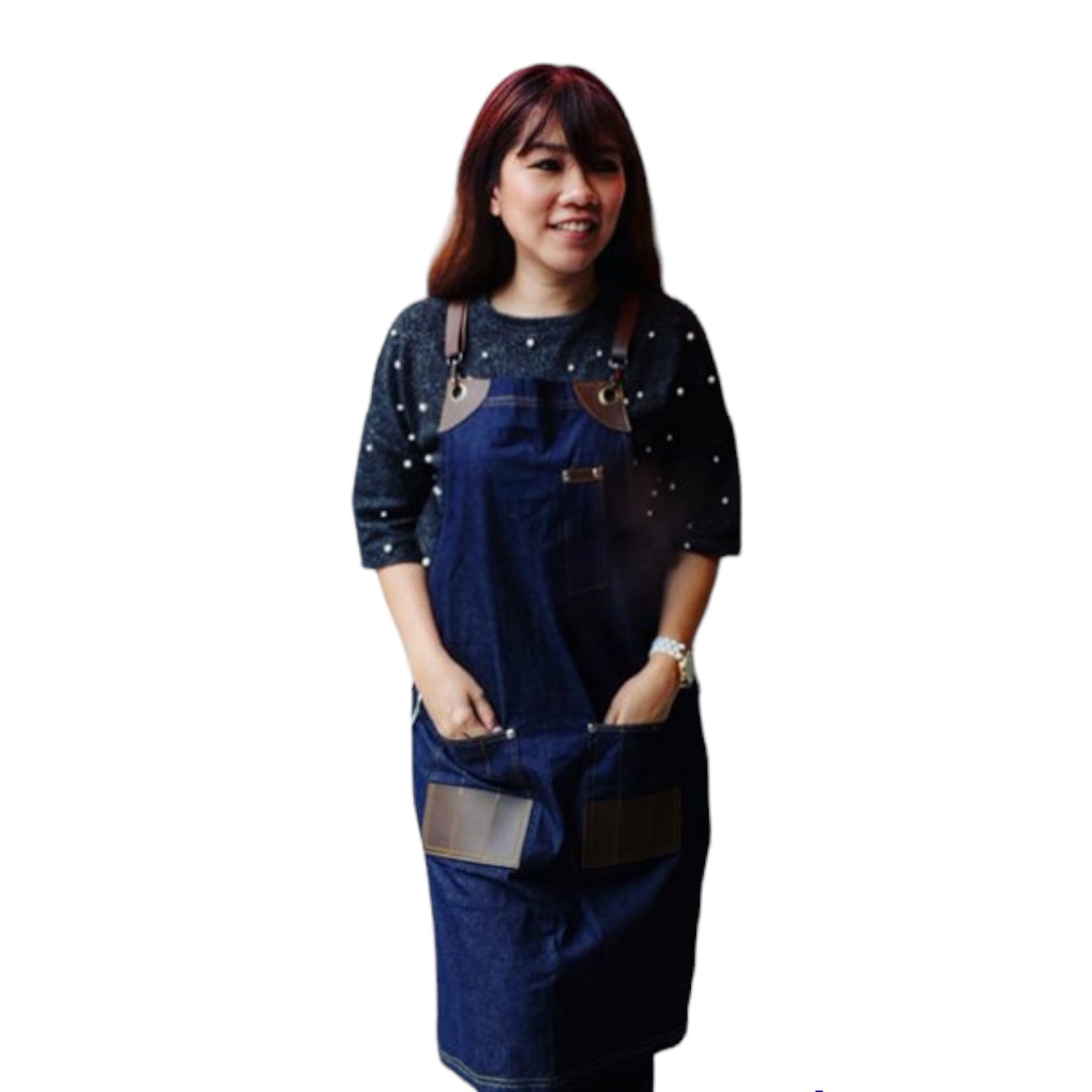 Jual APRON CELEMEK BARISTA BARTENDER CAFE JEANS DENIM UNISEX ALL SIZE ...