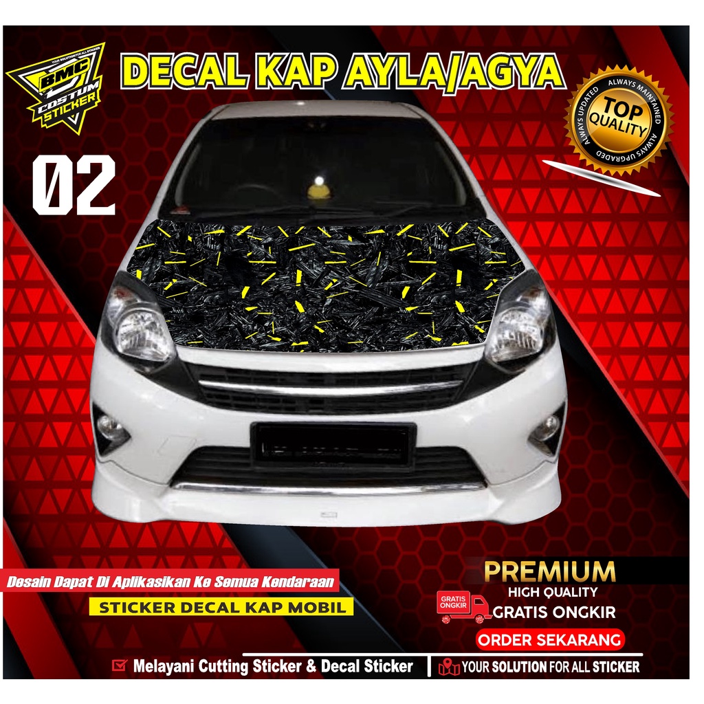 Jual STICKER DECAL KAP MESIN MOBIL AYLA/AGYA KARBON FORGED/DEKAL KAP ...