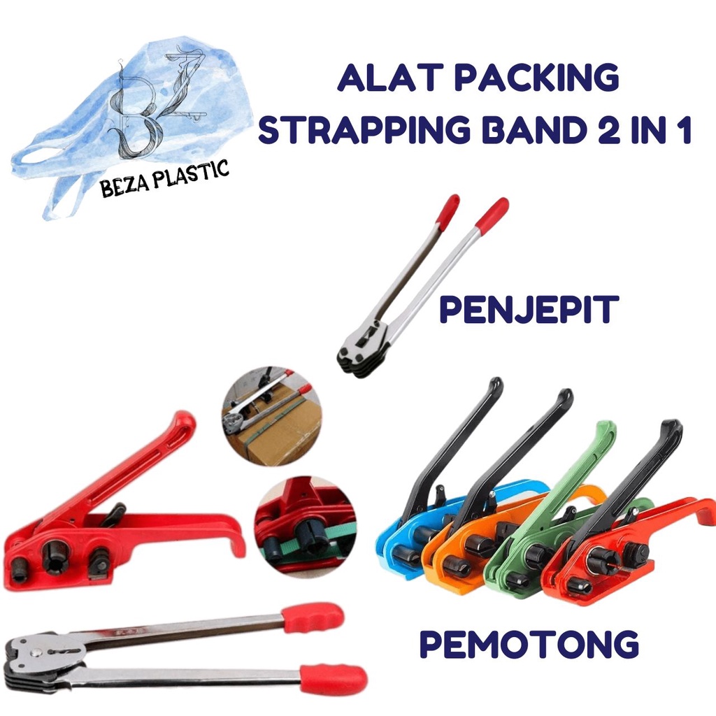 Jual 2 IN 1 Alat Packing Penjepit Hand Strapping Tool / Poly Strapping Tensioner Pemotong Manual ...