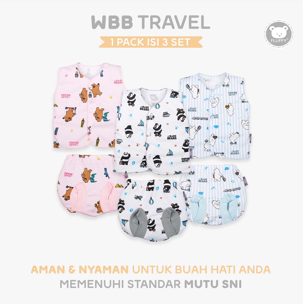 Jual FLUFFY Setelan Kutung Pendek WE BARE BEARS (Isi 3Pasang) SKCAN/SKCAB WTR NB | Shopee Indonesia