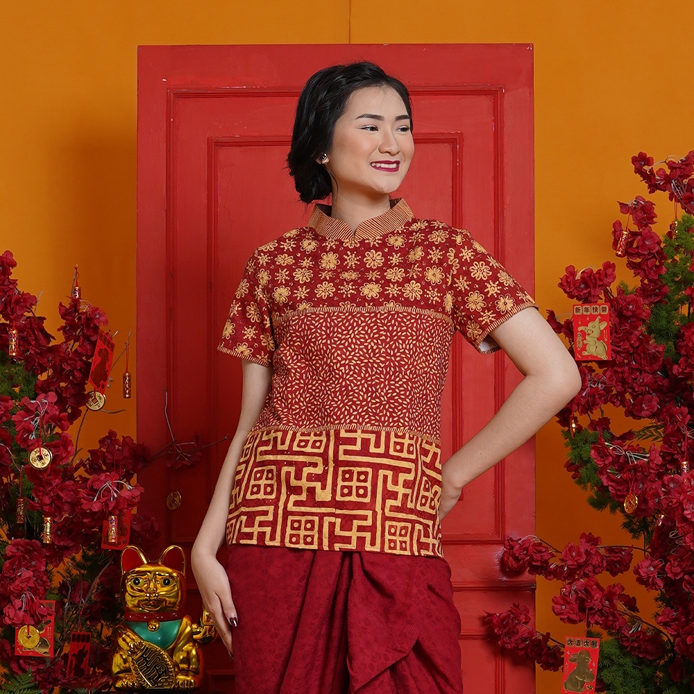 Jual NONA RARA - May CNY Dobi T1967, Baju Batik Kasual Modern | Shopee ...