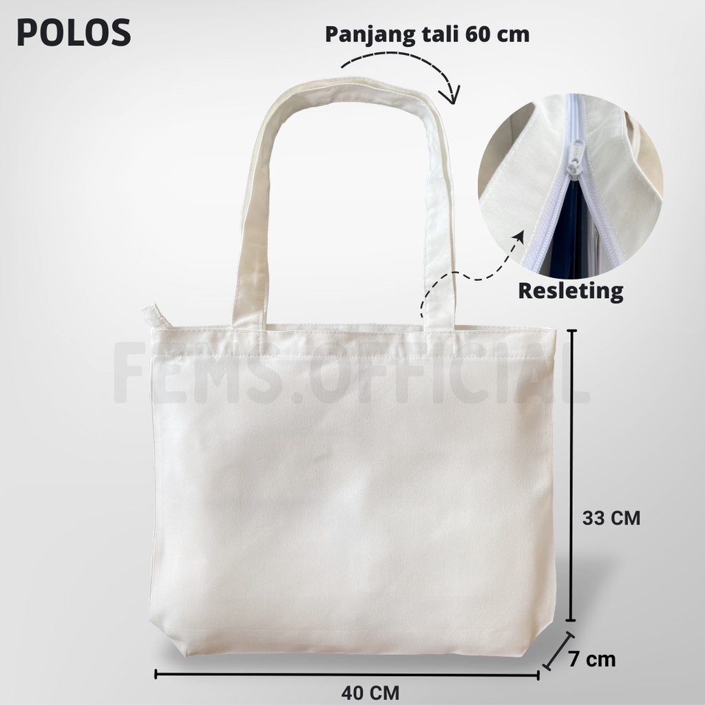 Jual Totebag Landscape Grosir Polos Tanpa Desain Bahan Kanvas Ada Resleting | Shopee Indonesia