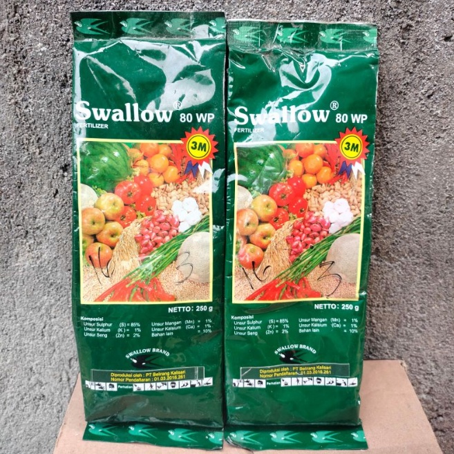 Jual Pupuk Fertilizer SWALLOW 80 WP 250 gram Fungisida belerang sulfur ...