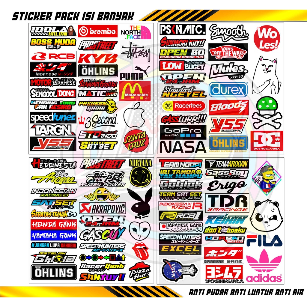 Jual STICKER PACK KATA KATA / STIKER PACK SPONSOR RACING / STIKER PACK ...