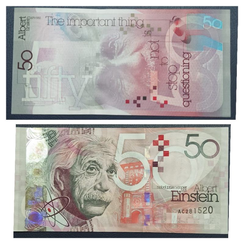 Jual Uang Tesnote Albert Einsten 50 Kondisi UNC GRESS MULUS Renyah ...