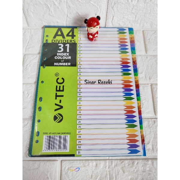 Jual 31 INDEX!! A4 dividers!! Pembatas ordner/pembatas odner A4 V-Tec ...