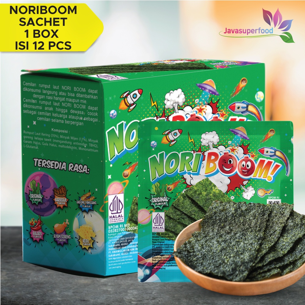 Jual NoriBoom (1 BOX ISI 12 PCS) / Nori Sachet Seaweed Snack 3g Rumput ...