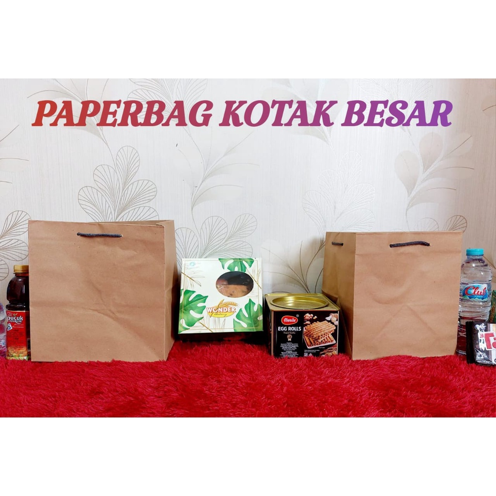Jual Paper bag Kotak Coklat Polos BESAR / Paperbag Box Nasi kotak / Box ...