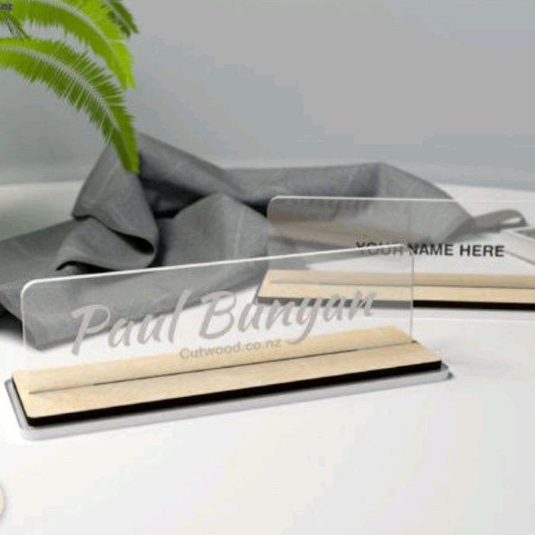 Jual Custom Nama Stand Tulisan Meja Papan Nama Acrylic Wood Kayu ...