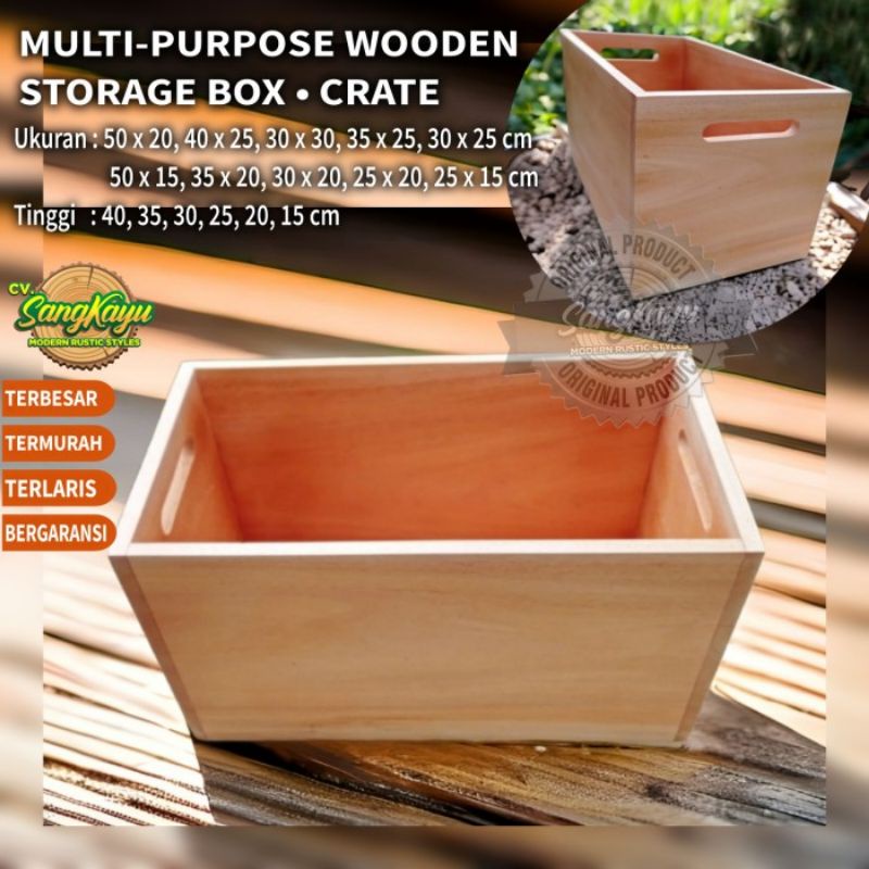 Jual Wood storage box kayu kotak penyimpanan serbaguna kayu keranjang ...