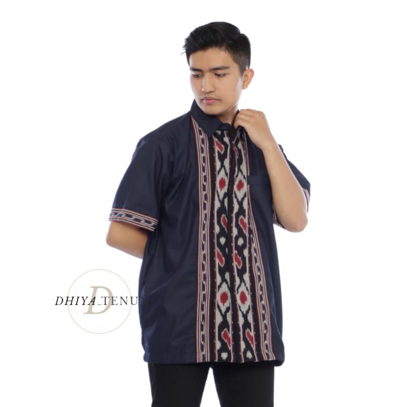 Jual Kemeja tenun pria kemeja pria tren kemeja kombinasi tenun kemeja ...
