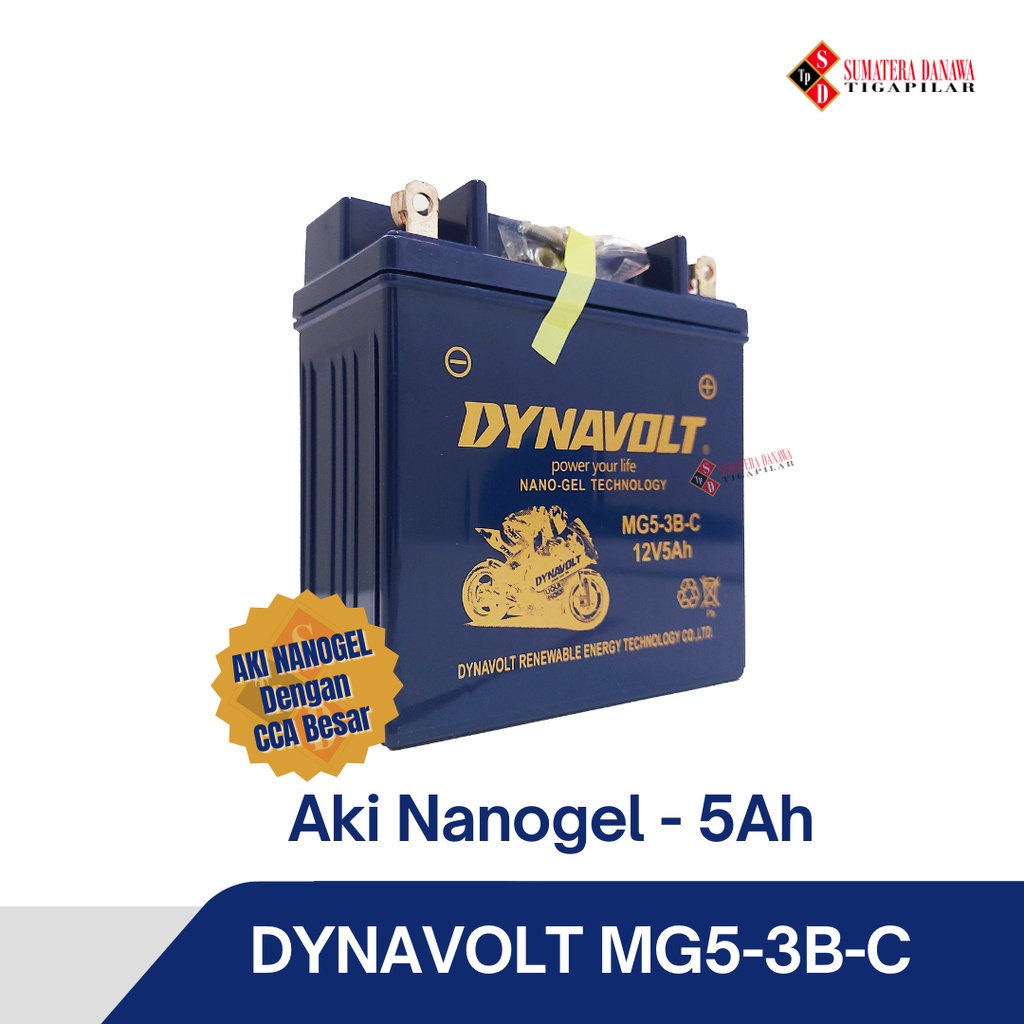 Jual Aki Motor Dynavolt Nano-Gel Mg5-3B-C 5Ah - (Supra X/Fit, Mio, Vega ...