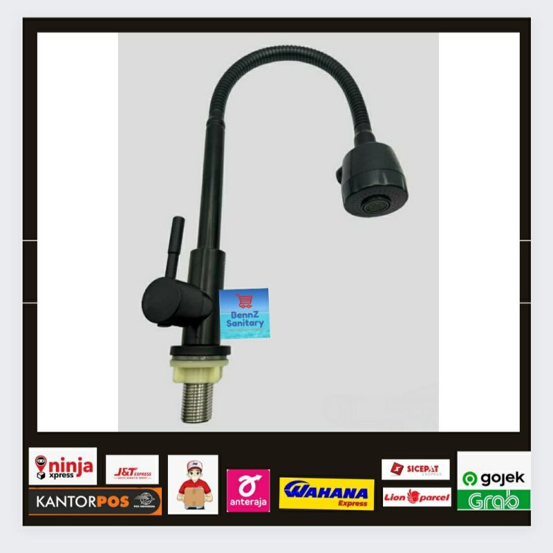 Jual kran dapur/kran cuci piring/kran sink flexible hitam meja/kran ...