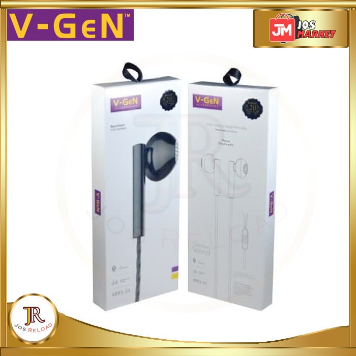 Jual Headset Stereo Extra Bass V-gen VEP1-11 Wired Earphone Original ...
