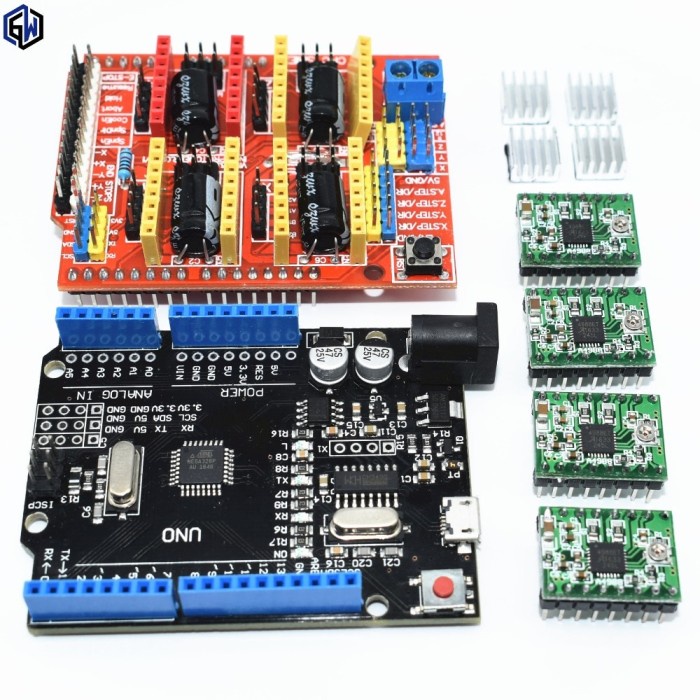 Jual Arduino uno r3 + CNC Shield V3 + 4PCS A4988 + heatsink | Shopee ...