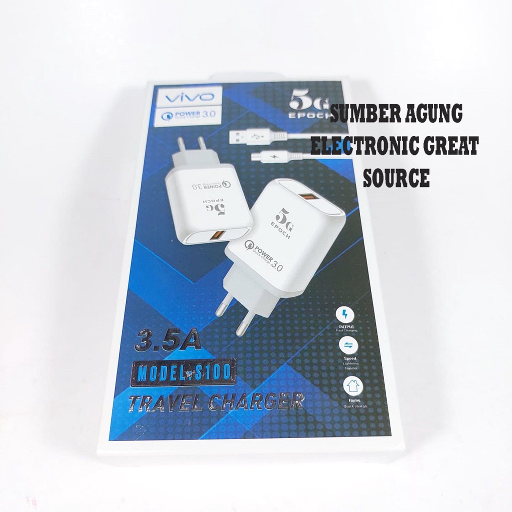 Jual Charger HP Vivo Colokan Cas Micro Model S100 3.5A 5G Epoch Fast ...
