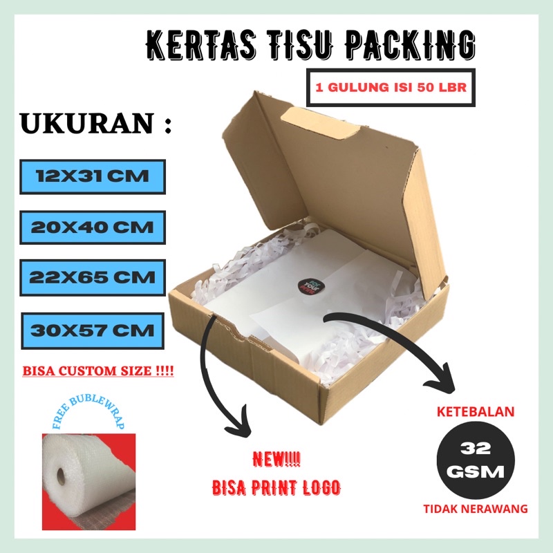 Jual KERTAS TISU PACKING / KERTAS PACKING OLSHOP 1 GULUNG 50 LEMBAR ...