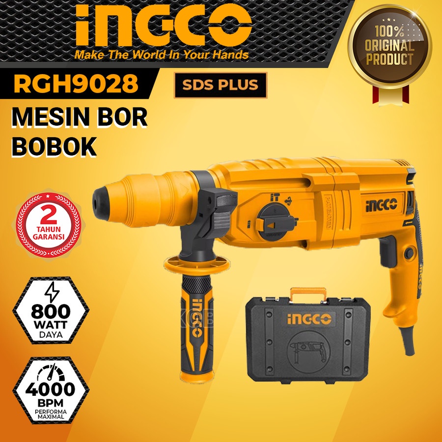 Jual Rotary Hammer Drill SDS Plus INGCO RGH9028 Mesin Bor BOBOK Tembok Beton Listrik 4 Mode 26mm ...